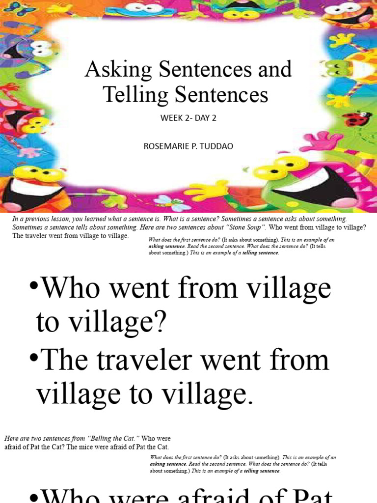 W2 DAY2 Asking Sentences and Telling Sentences | PDF