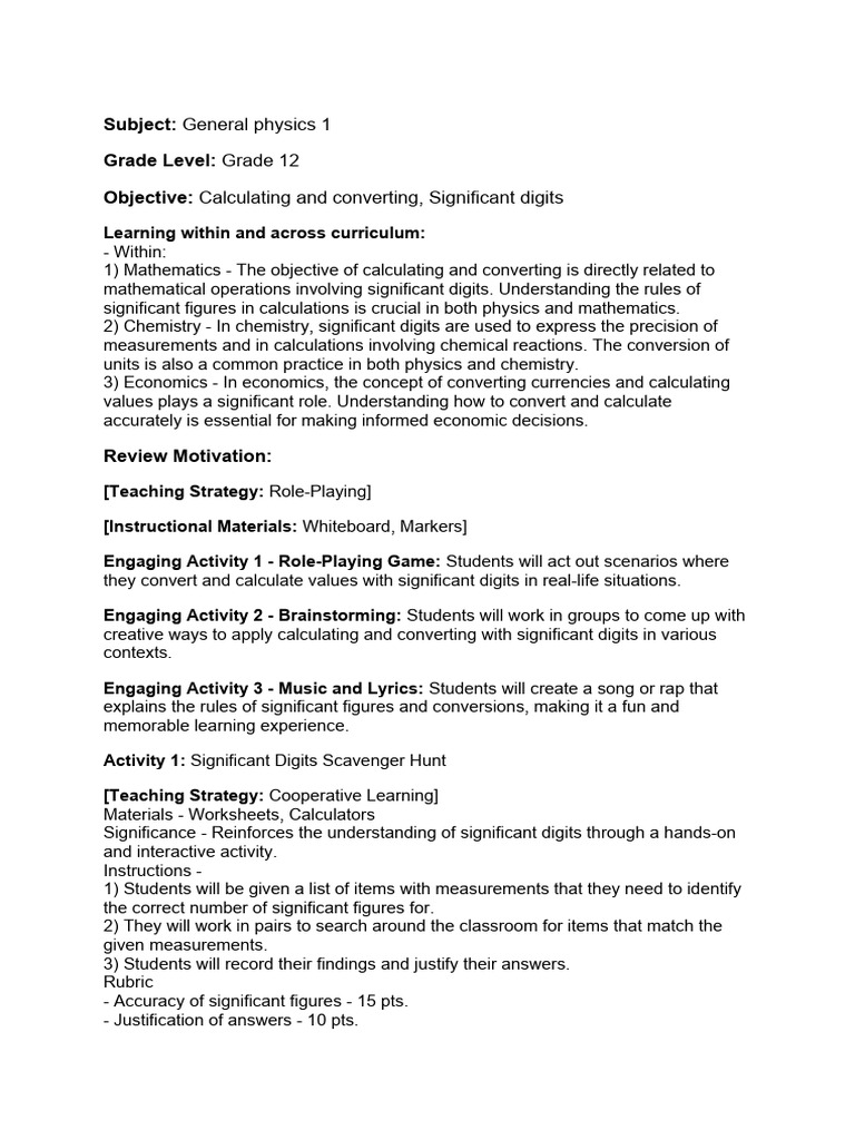 Lesson - Plan Gen. Phy. 2 Module 1 Part 2 | PDF | Significant Figures ...