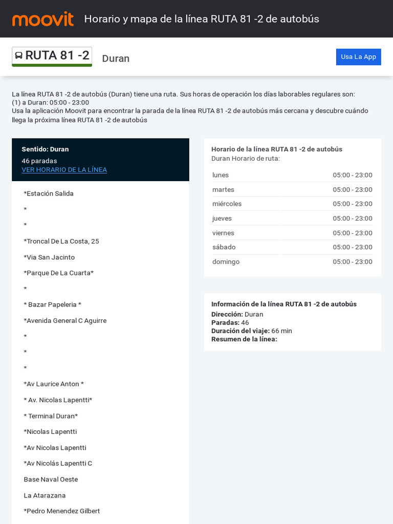 RUTA 81 - 2: Horario y Mapa de La Línea RUTA 81 - 2 de Autobús | PDF | Transporte | Transporte ...