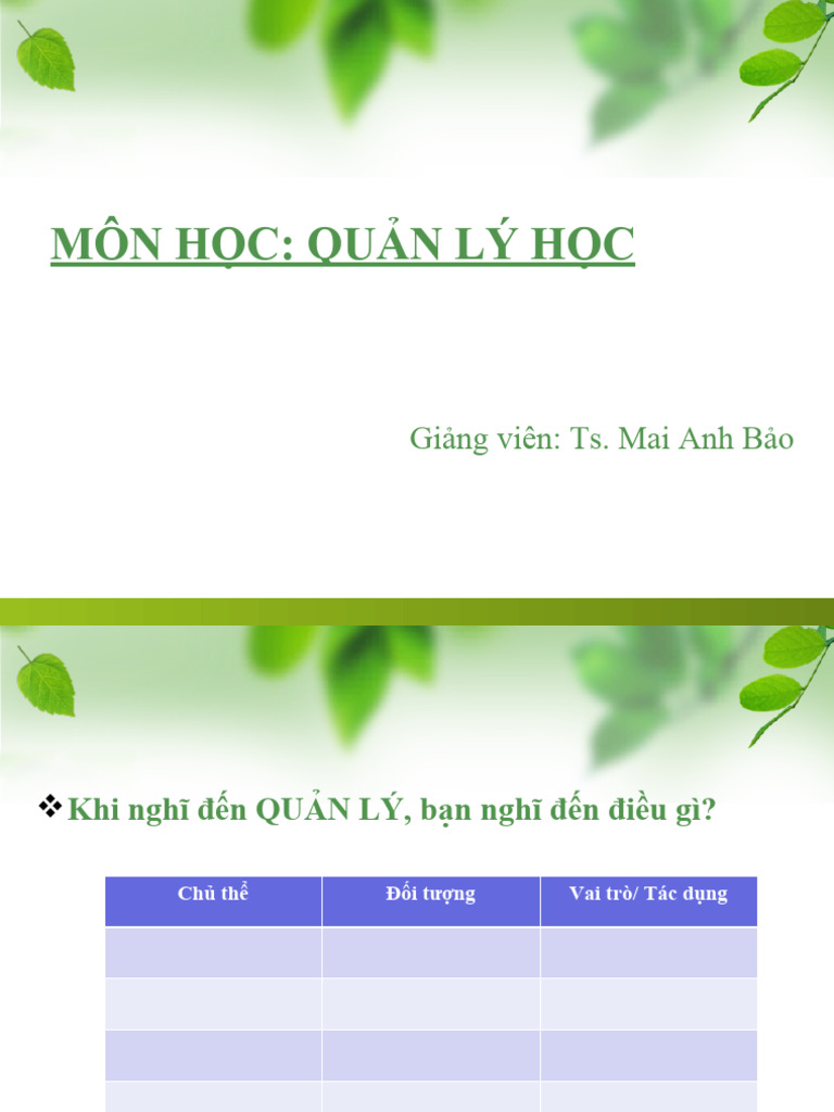 Chuong 1 Tong Quan Ve Quan Ly | PDF
