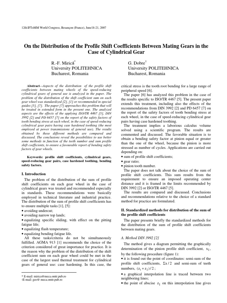Profile Shift Coefficient | PDF | Gear | Applied And Interdisciplinary ...