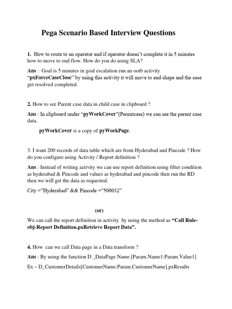 Pega Scenario Based Interview Questions | PDF | Page Layout | Computing