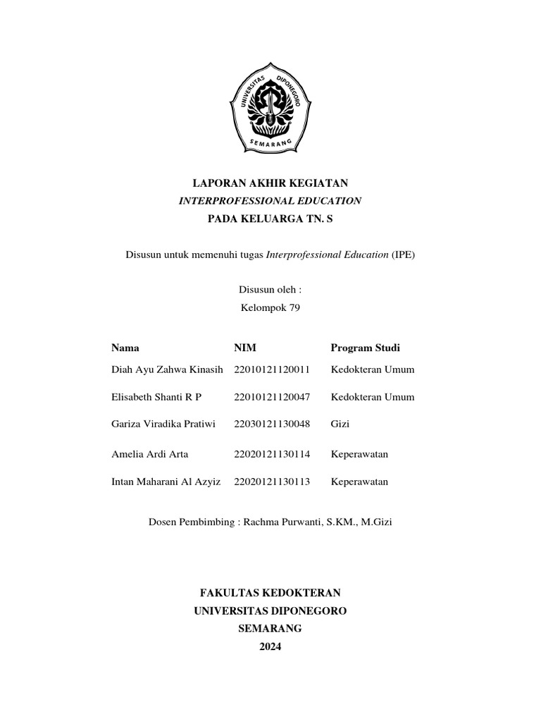 Laporan Akhir Kegiatan IPE - Kelompok 79 | PDF | Kesehatan Holistik