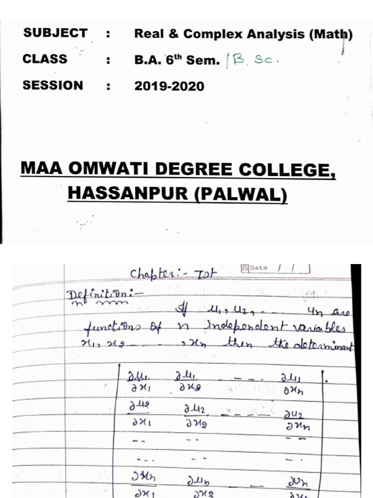 BSC 6th Sem Math Real Complex Analysis | PDF