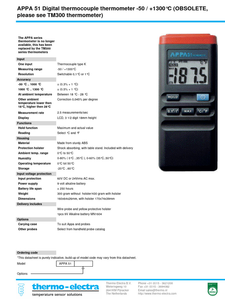 Appa 51 Brochure | PDF | Thermocouple | Thermometer