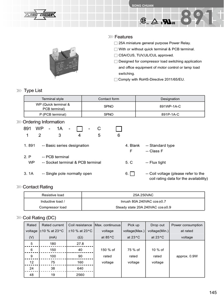 891 Series Relay Specifications | PDF | Alternating Current ...