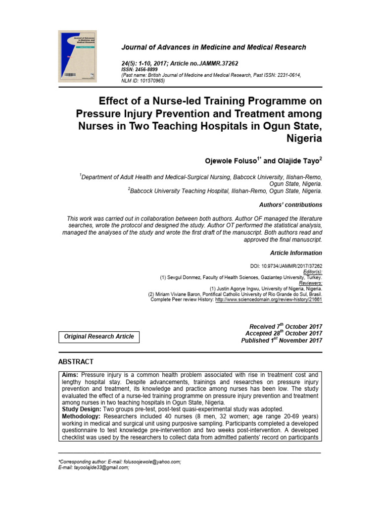 Foluso 2452017 JAMMR37262 | PDF | Nursing | Preventive Healthcare