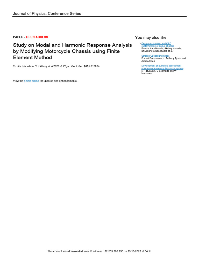 Study On Modal and Harmonic Response Analysis | PDF | Mechanics ...