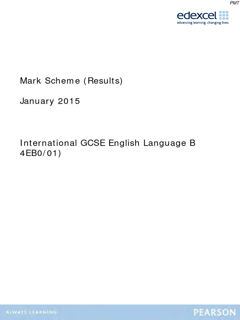 January 2015 IGCSE English Mark Scheme | PDF | Grammar | Punctuation