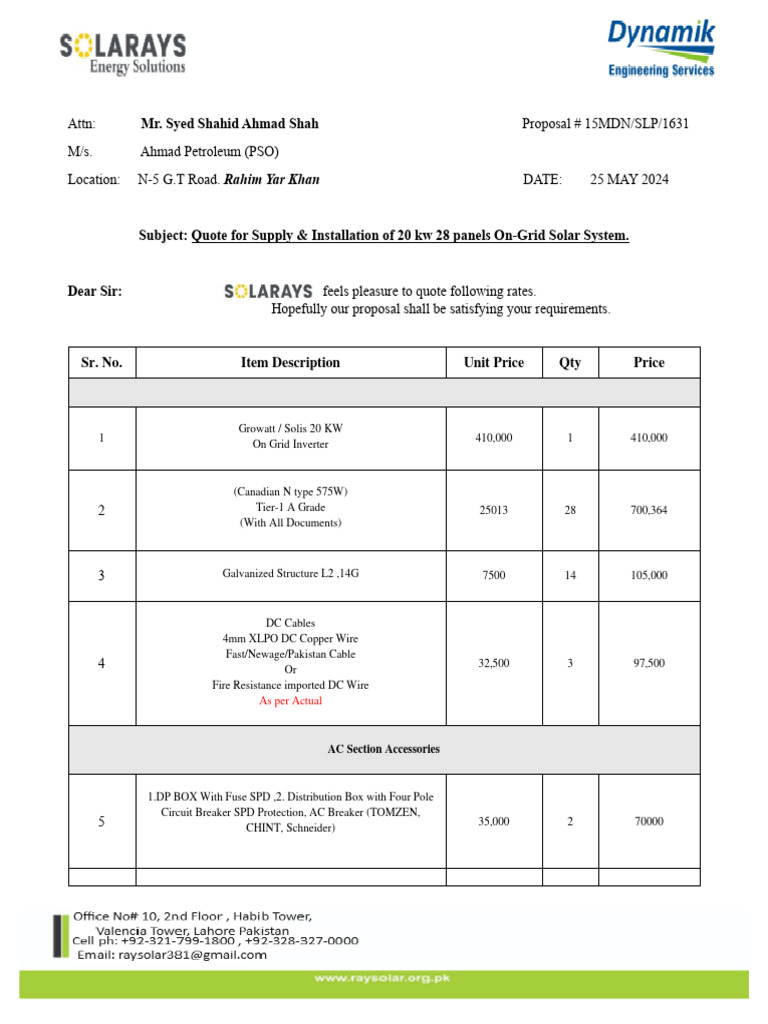 Solar System Proposal for PSO | PDF | Electrical Engineering | Electricity