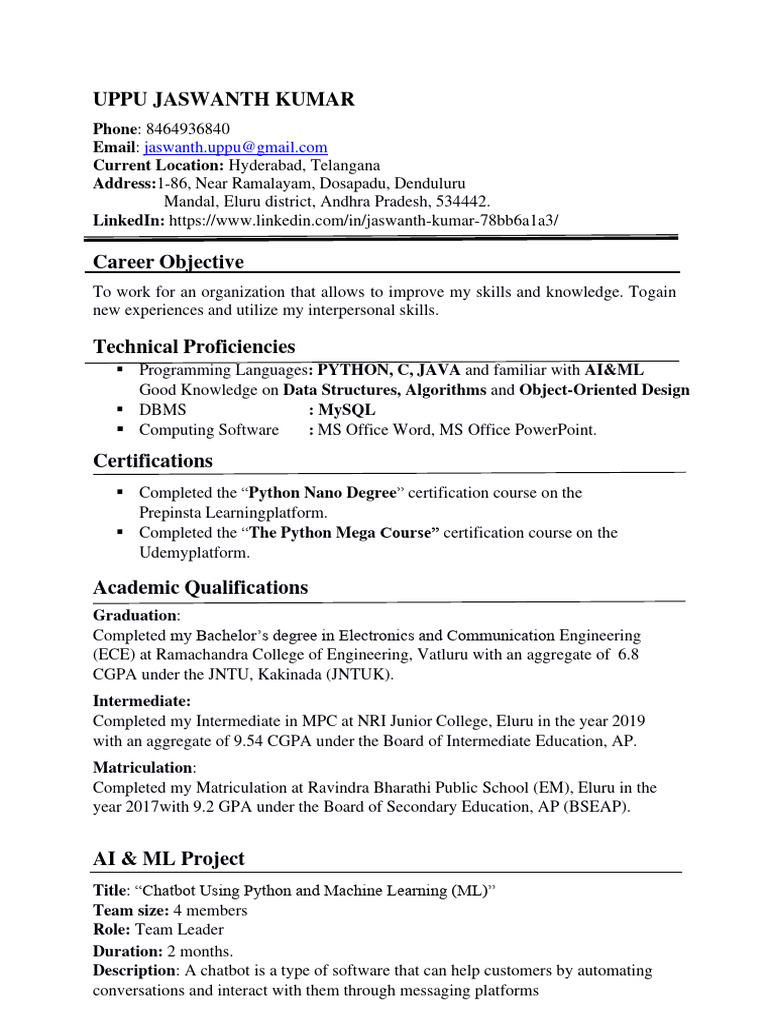Jaswanth - Kumar-Resume (1) (1) .Word | PDF | Electronic Design Automation | Information Technology