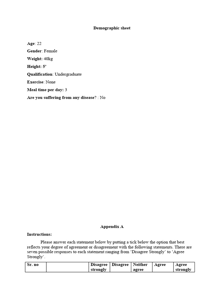 Demographic Sheet + Scales..1 | PDF | Perfectionism (Psychology ...