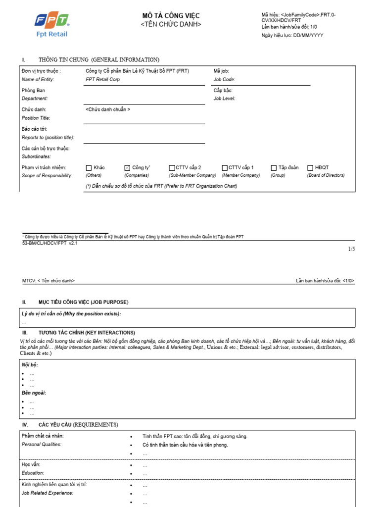 Bieu Mau MTCV FRT | PDF