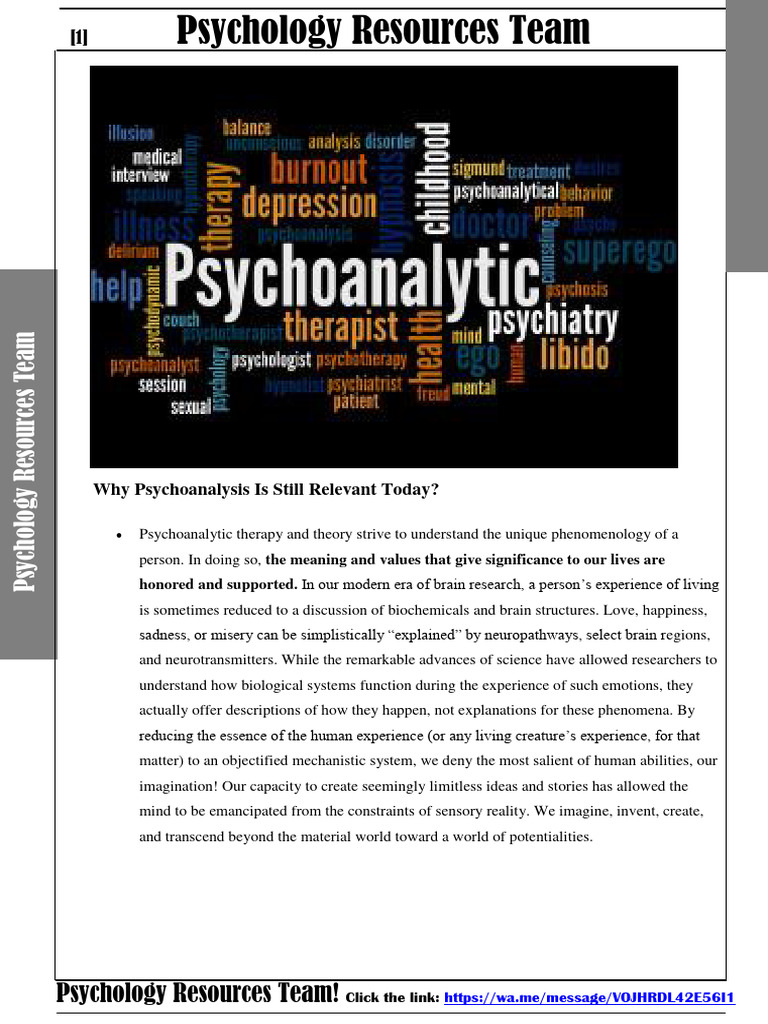 Why Psychoanalysis Is Still Relevant Today | PDF | Psychoanalysis ...