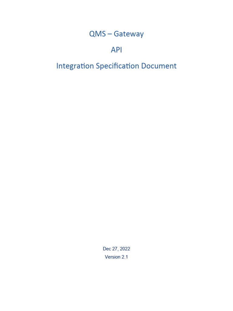 QMS API Integration Specifications | PDF | Internet Protocols | Internet