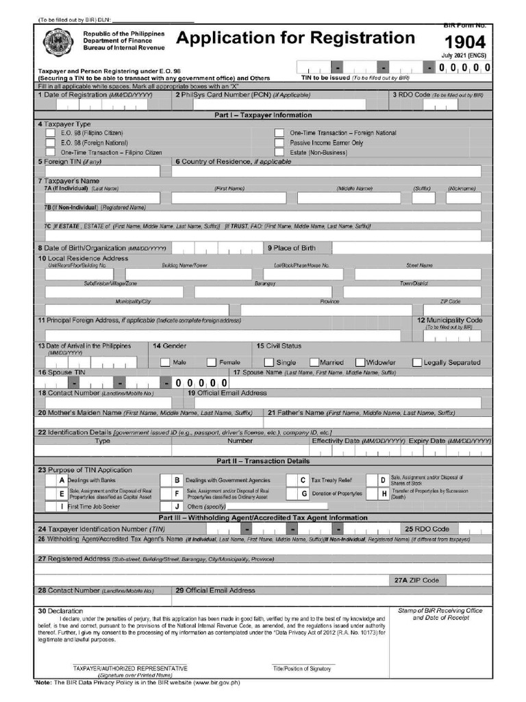 1904 Bir Form | PDF