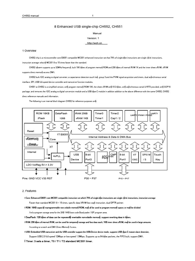 CH552 Microcontroller Manual | PDF | Booting | Pointer (Computer ...