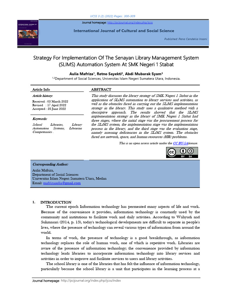 Strategy For Implementation of The Senayan Library Management System ...