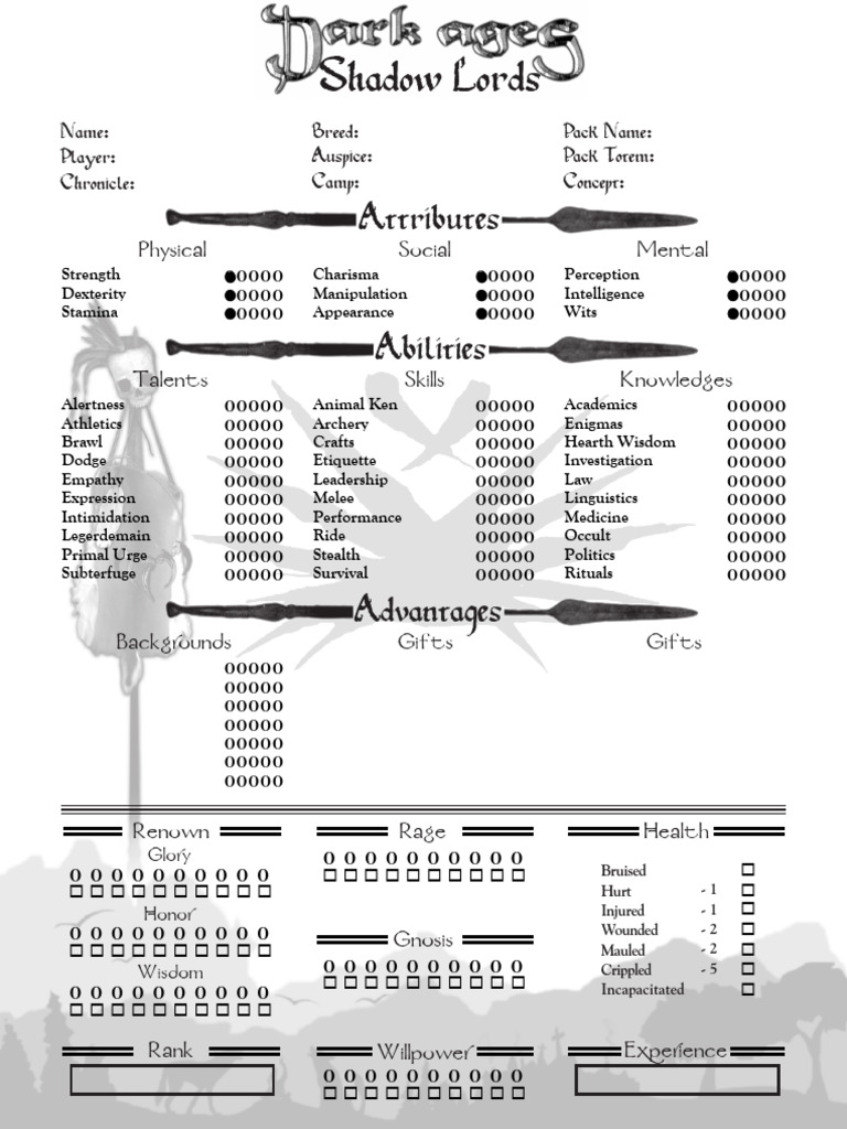 DAWerewolf2-Page ShadowLords Editable | PDF