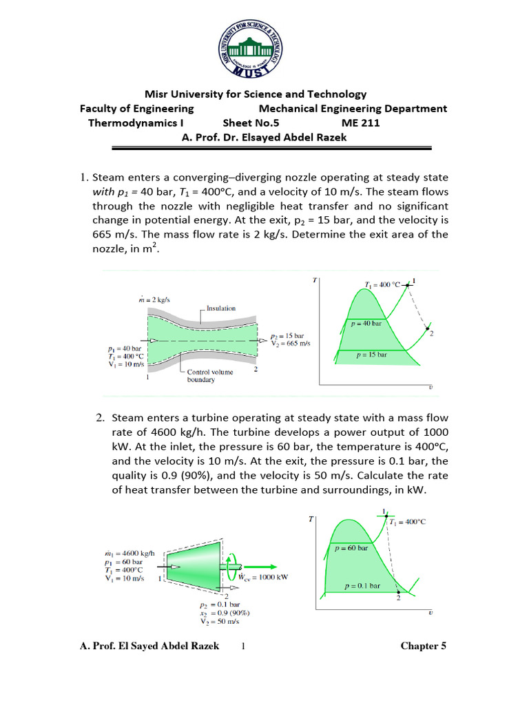 ME 211 Sheet 5 | PDF | Steam | Flow Measurement