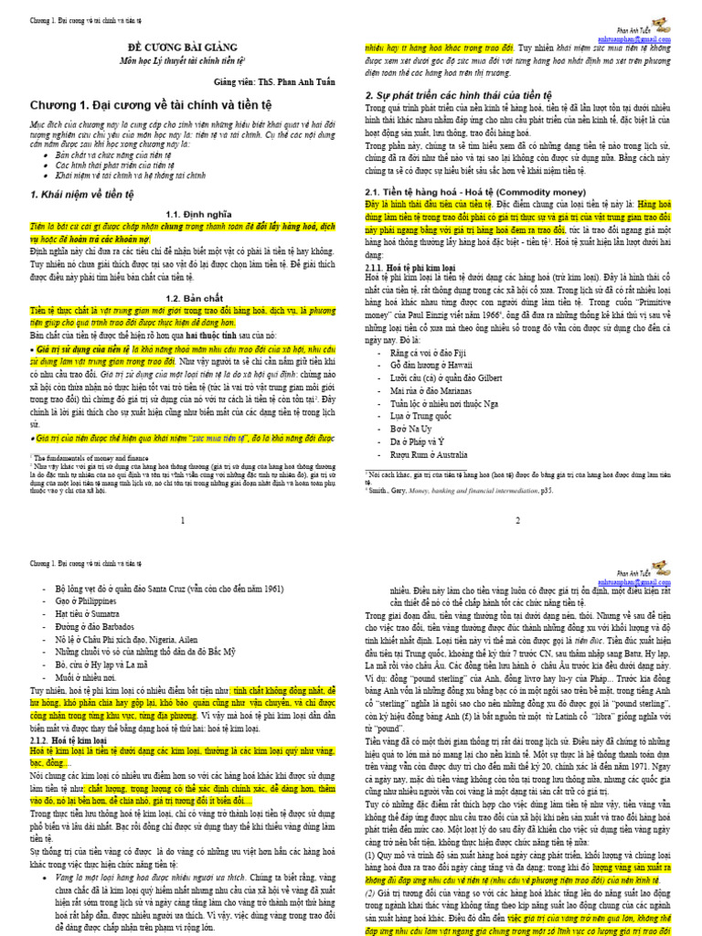 De Cuong Bai Giang Mon Ly Thuyet TCTT | PDF