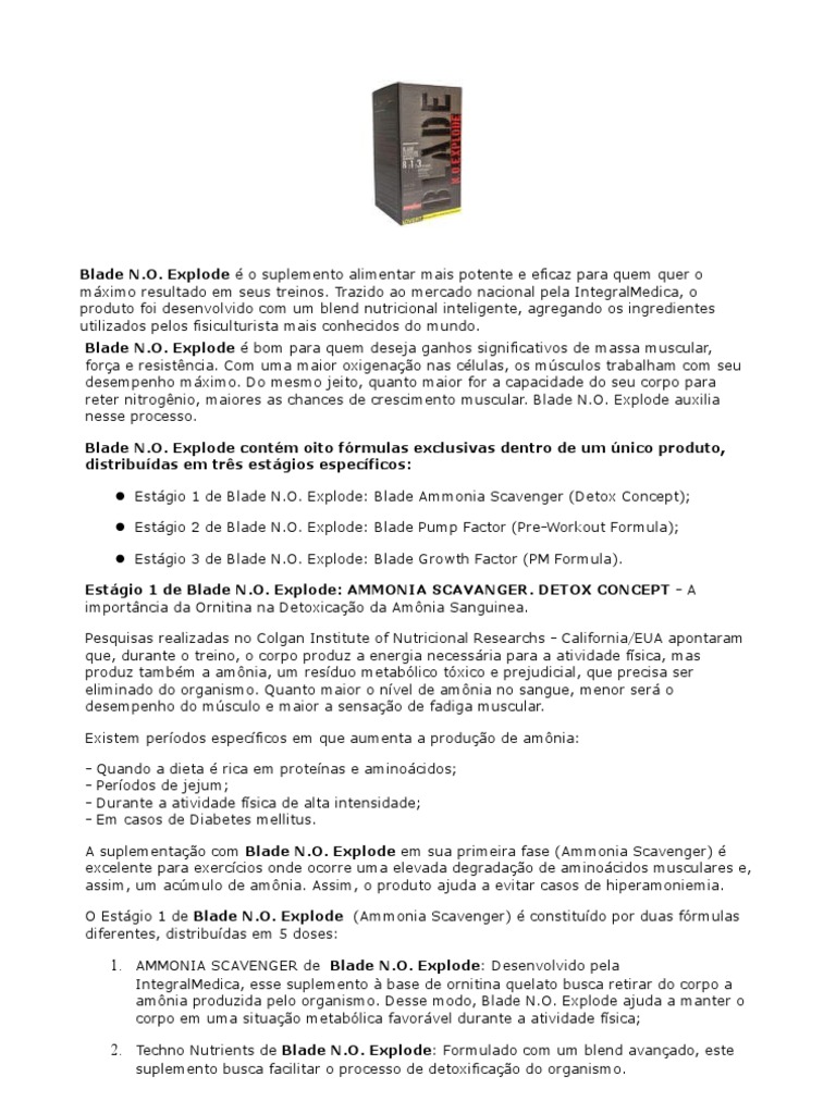 Blade N.O. Explode 514 G - IntegralMédica | PDF | Metabolismo ...
