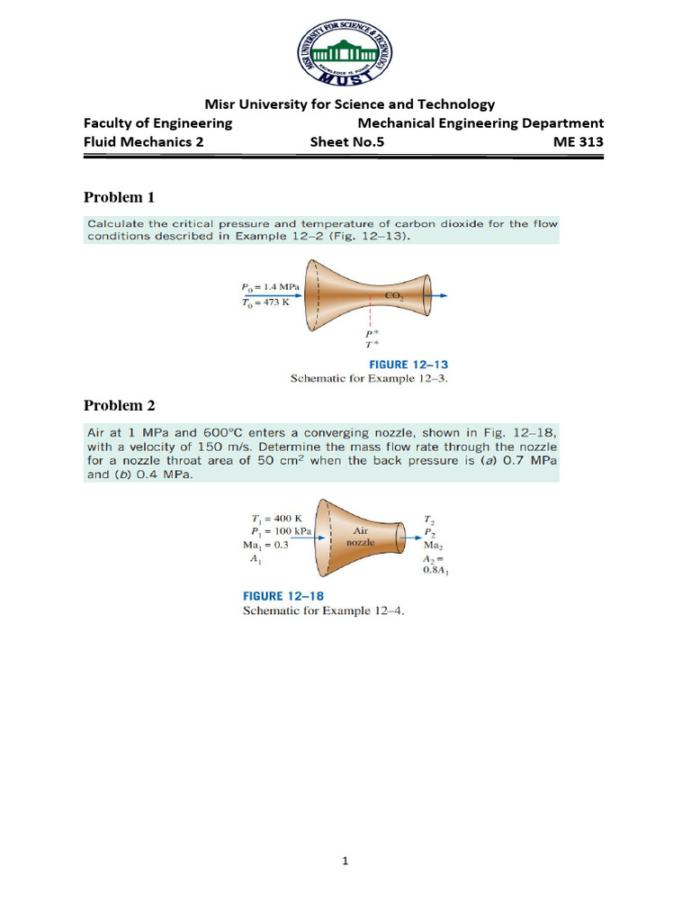 Fluid Mechanics 2: Problem Sheet 5 | PDF