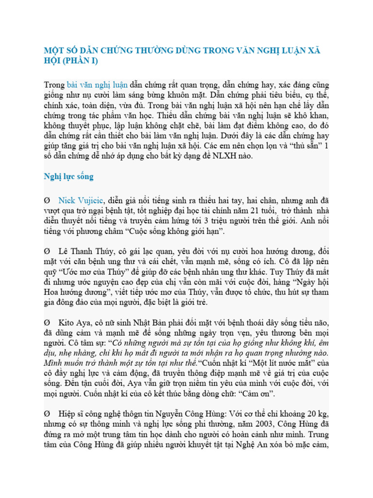 DẪN CHỨNG NLXH | PDF