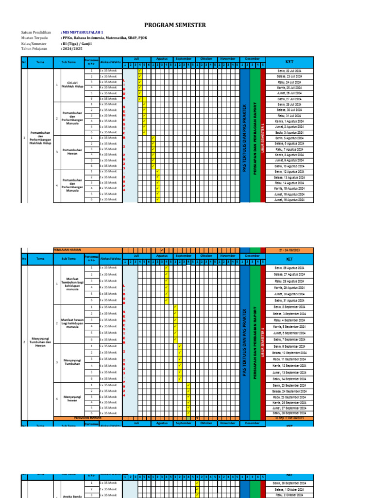 Promes Kelas 3 Ganjil 2024-2025 | PDF