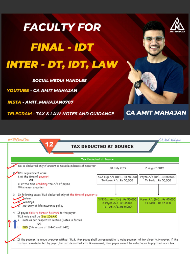 TDS - Class Notes | PDF | Payments | Money