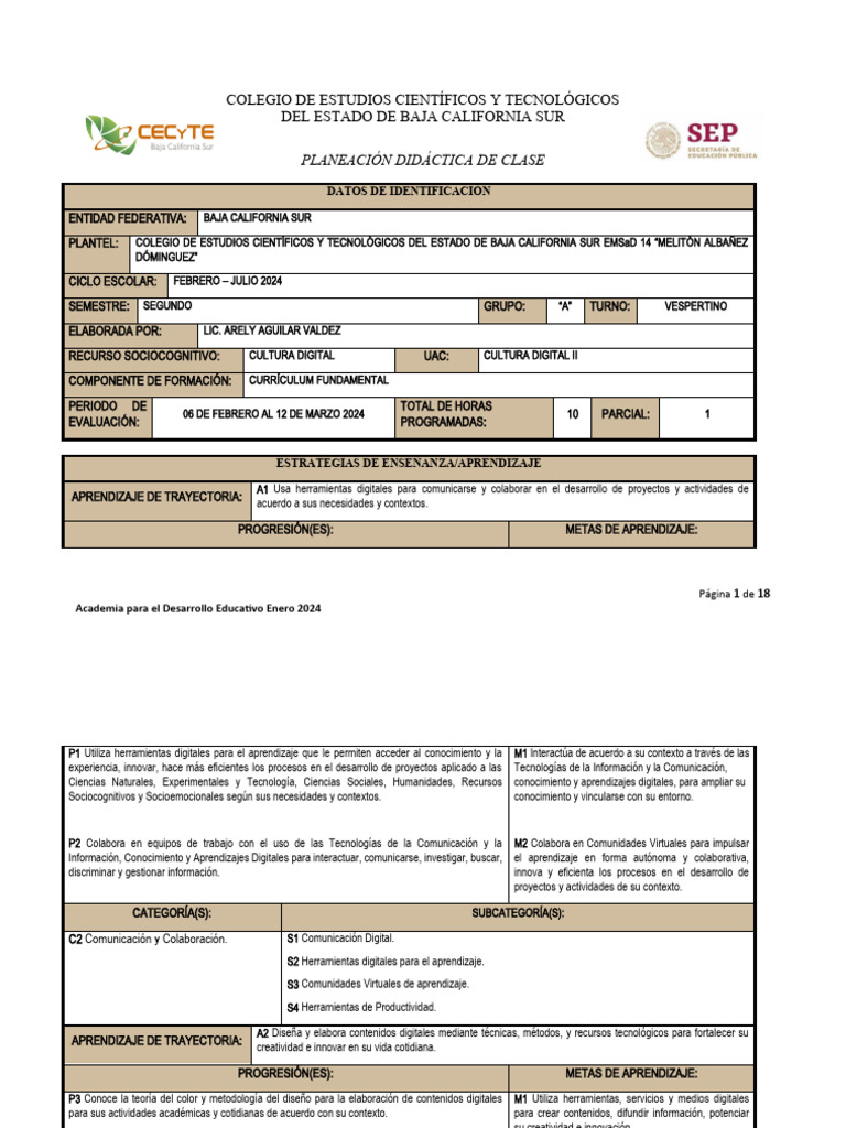 SDC1 Cultura Digital 2 LPZ | PDF | Evaluación | Enseñando