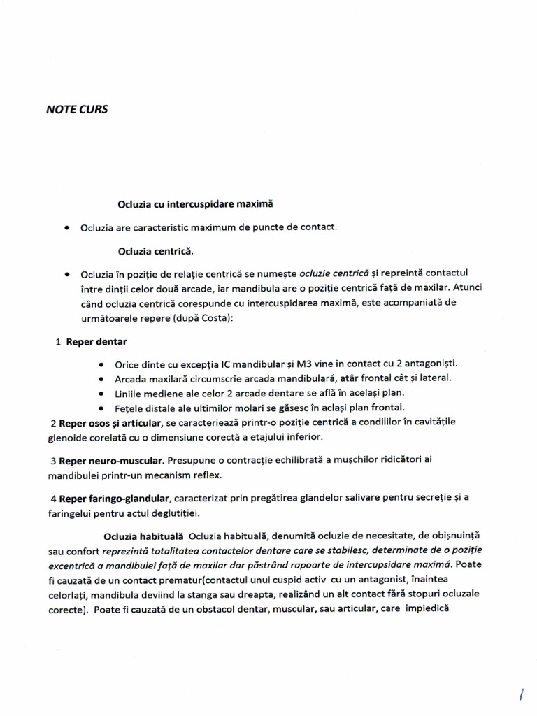 Ocluzia Cu Intercuspidare Maxima | PDF