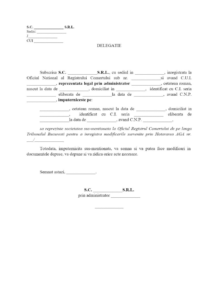 Model Delegatie ONRC | PDF