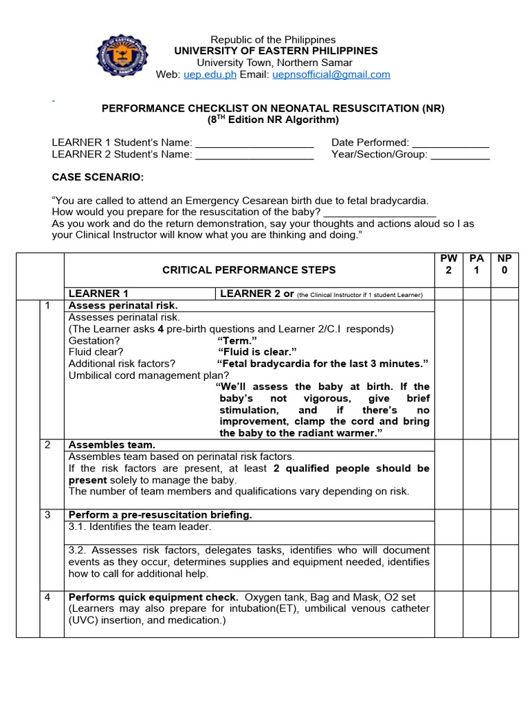 Nr-Checklist 051618 | PDF | Heart Rate | Cardiopulmonary Resuscitation