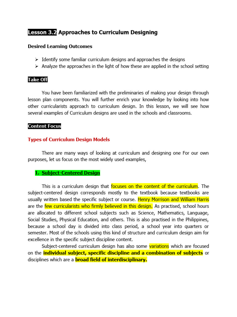 Curriculum Design Approaches Explained | PDF | Curriculum | Learning