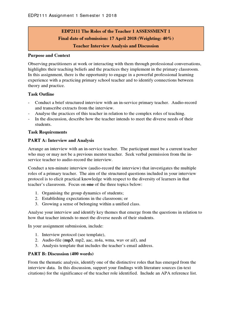 Teacher Interview Analysis Assignment | PDF | Teachers | Learning
