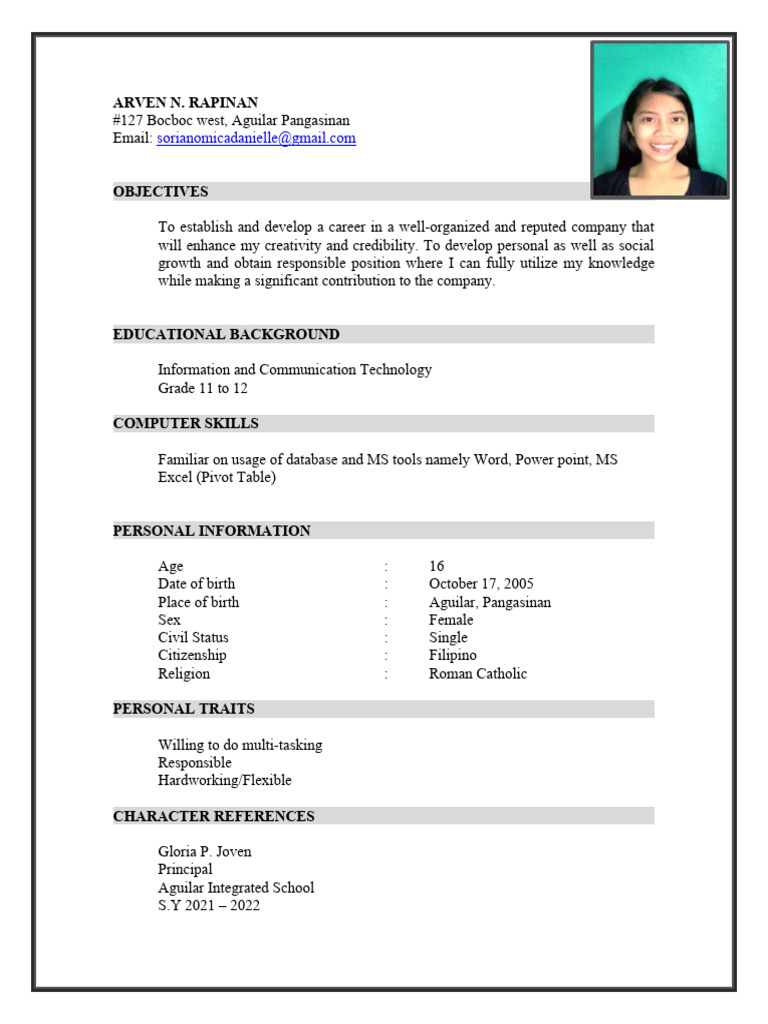 RESUME Sample (1) | PDF