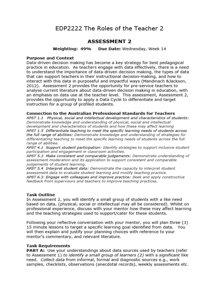 EDP2222 Assignment 2 Task Sheet 2019 | PDF | Educational Assessment | Mentorship