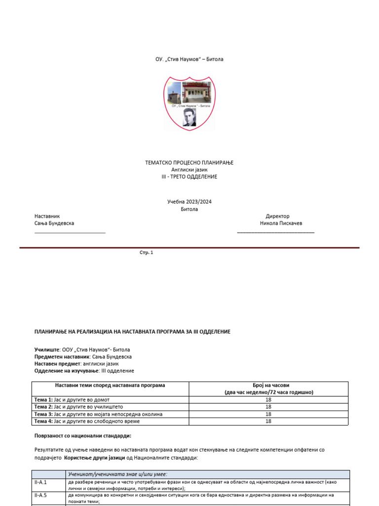 Angliski Jaz. III Odd | PDF