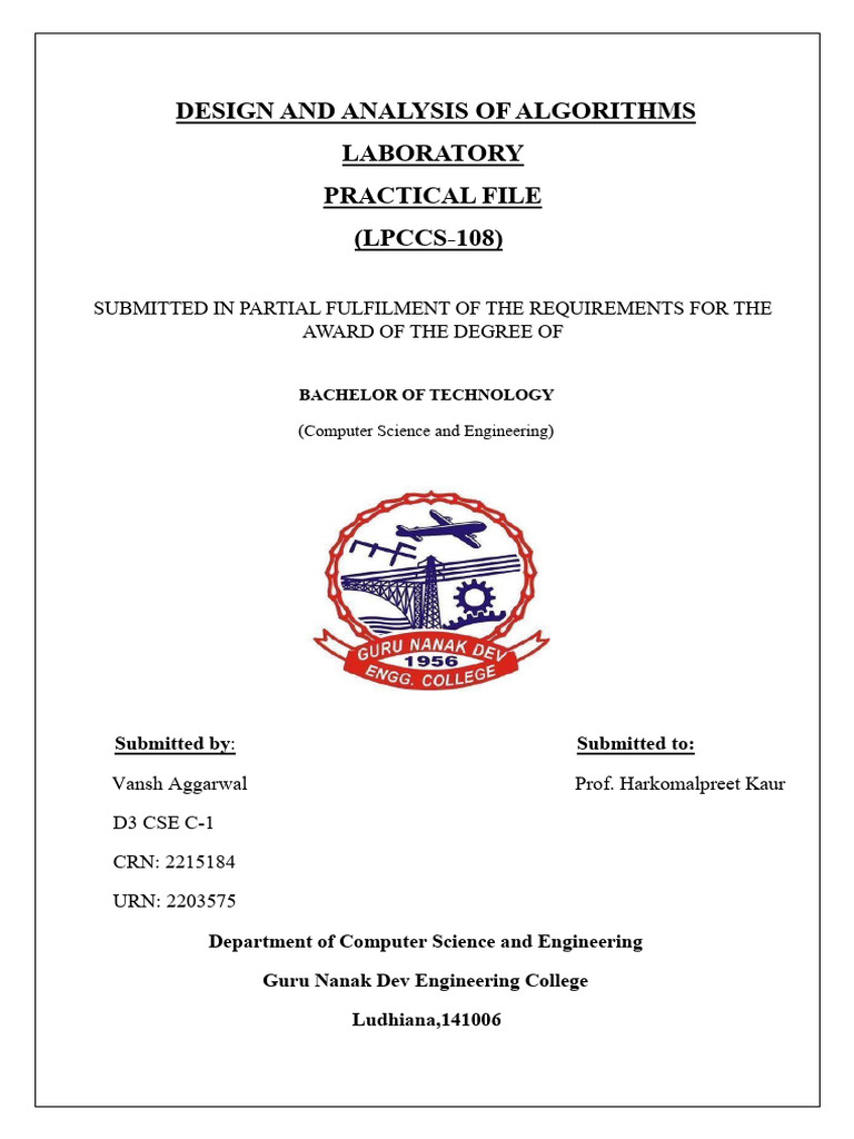 DAA Lab | PDF | Computers