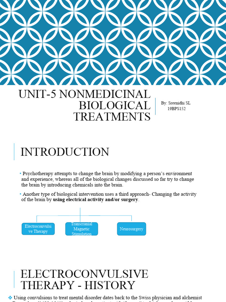 Non-Medicinal Biological Treatments | PDF | Electroconvulsive Therapy | Major Depressive Disorder