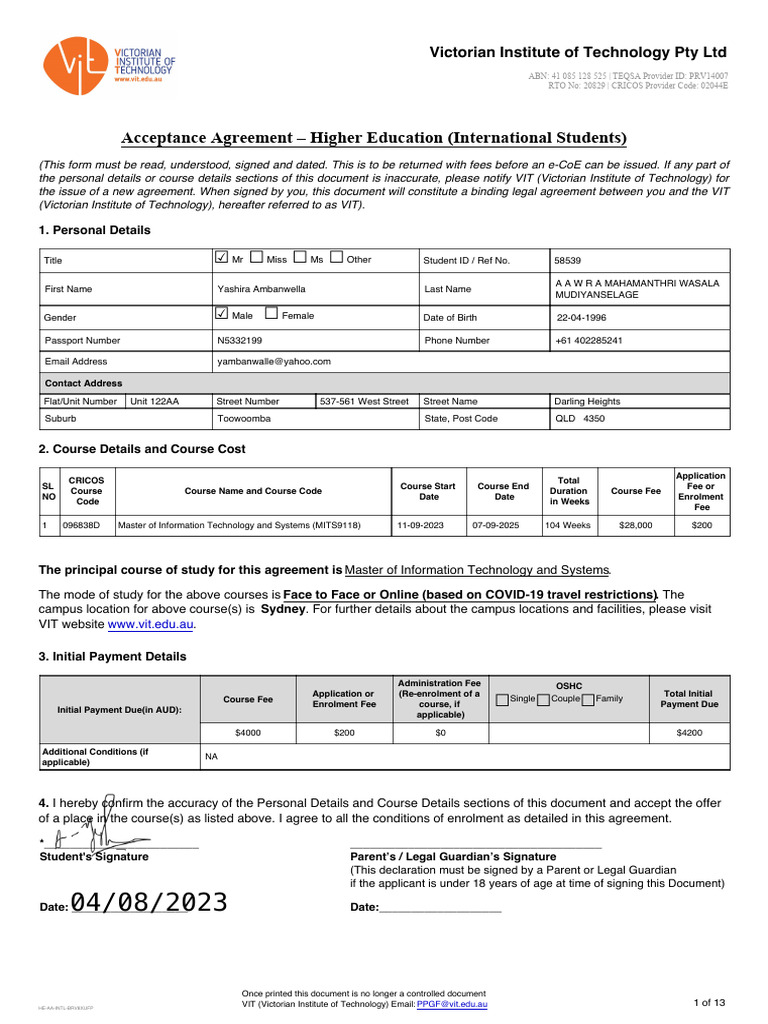 Yashira Ambanwella A A W R A MAHAMANTHRI WASALA MUDIYANSELAGE - MITS Full - Enrollment ...