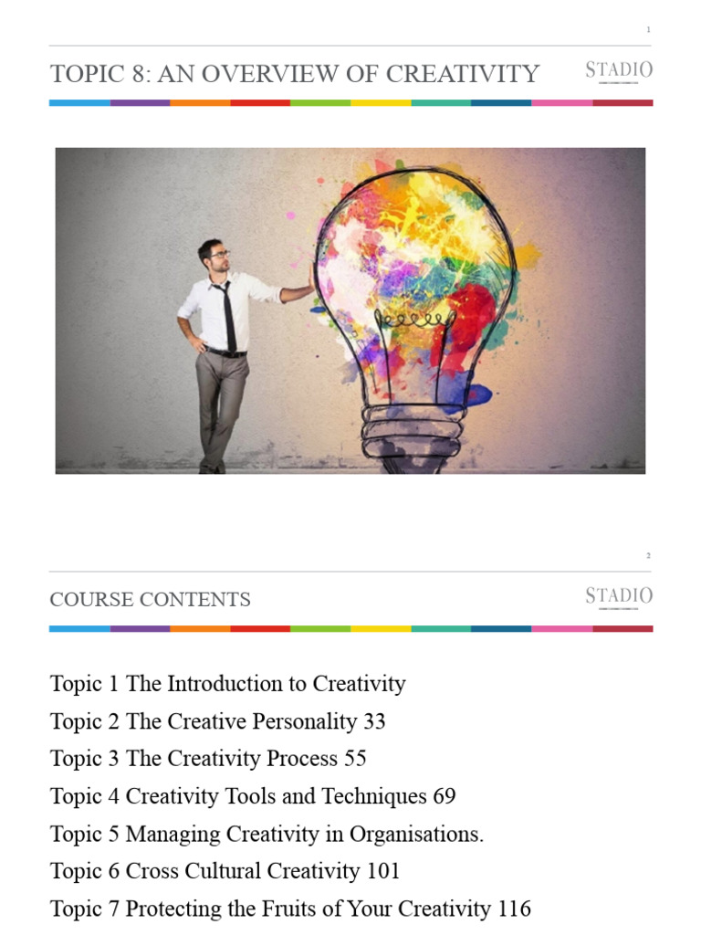 CRE 101 Topic 8 Overview 01 2024(1) | PDF | Creativity | Cognition