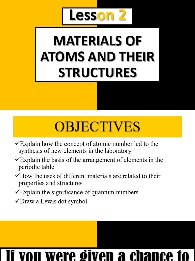 P6 Lesson 2 - Materials of Atoms and Their Structures | PDF | Atomic ...