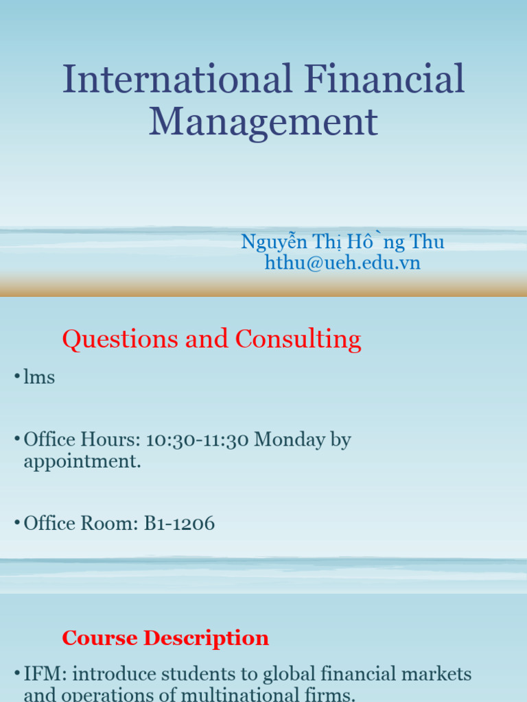 International Financial Management Course Outline | PDF | Foreign ...