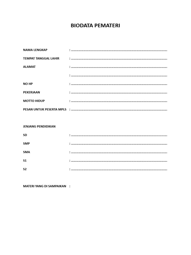 Biodata Pemateri | PDF