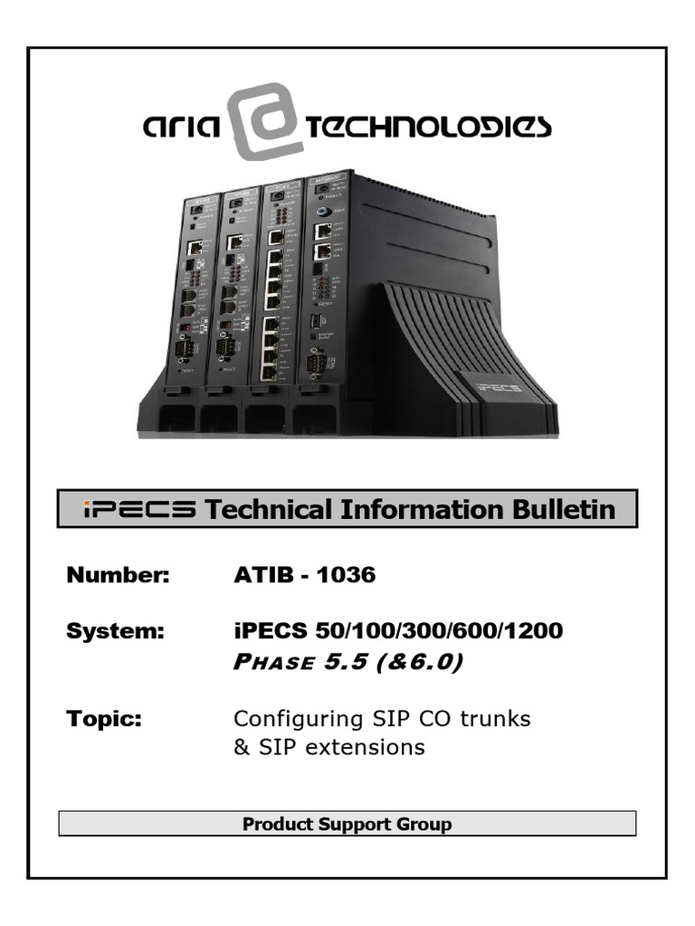 IPECS - LIK Configuring SIP CO Trunks | PDF | Session Initiation Protocol | Voice Over Ip
