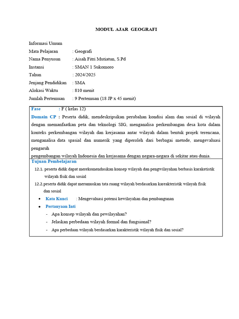 Modul Ajar Geo Xii | PDF | Seni | Sains & Matematika