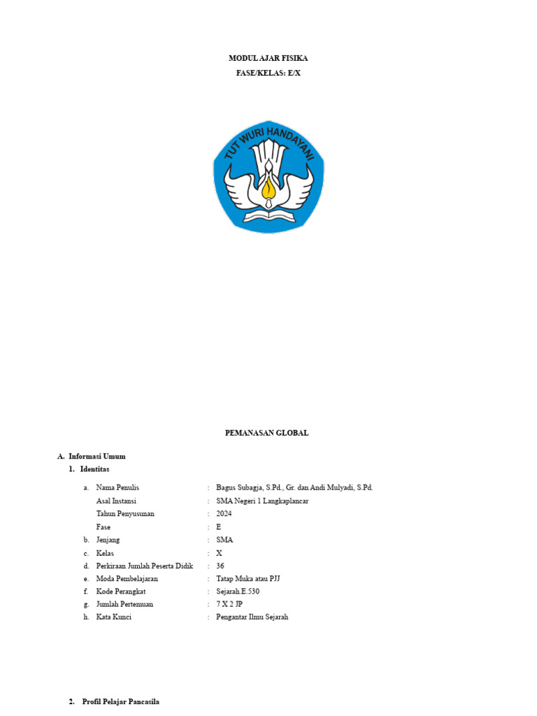 Contoh Modul Ajar Format | PDF