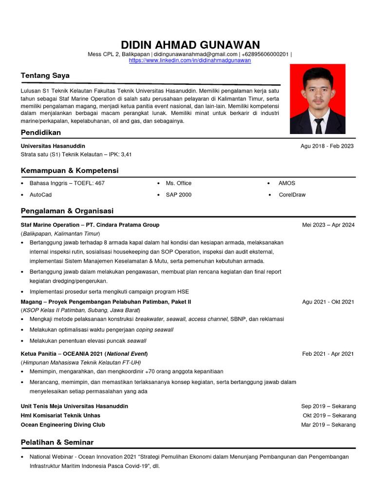 CV Didin Ahmad Gunawan | PDF